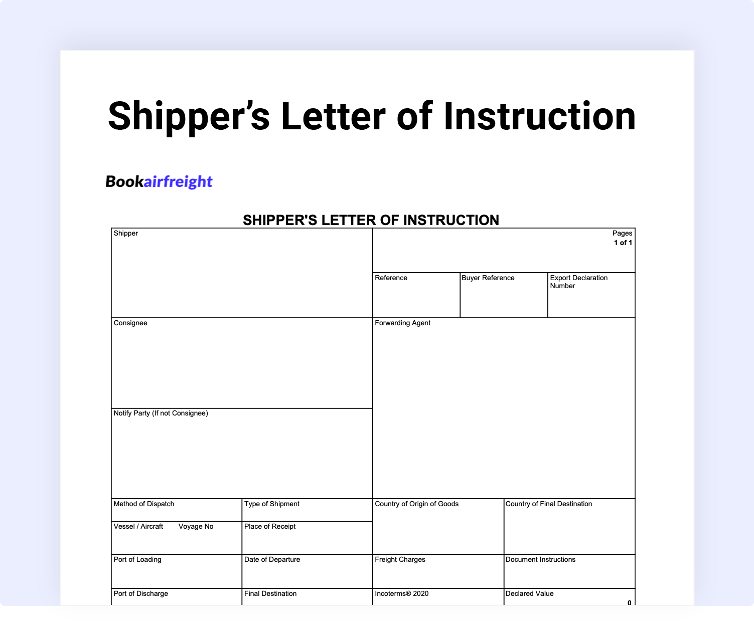 Bookairfreight: International Freight Shipping Documents